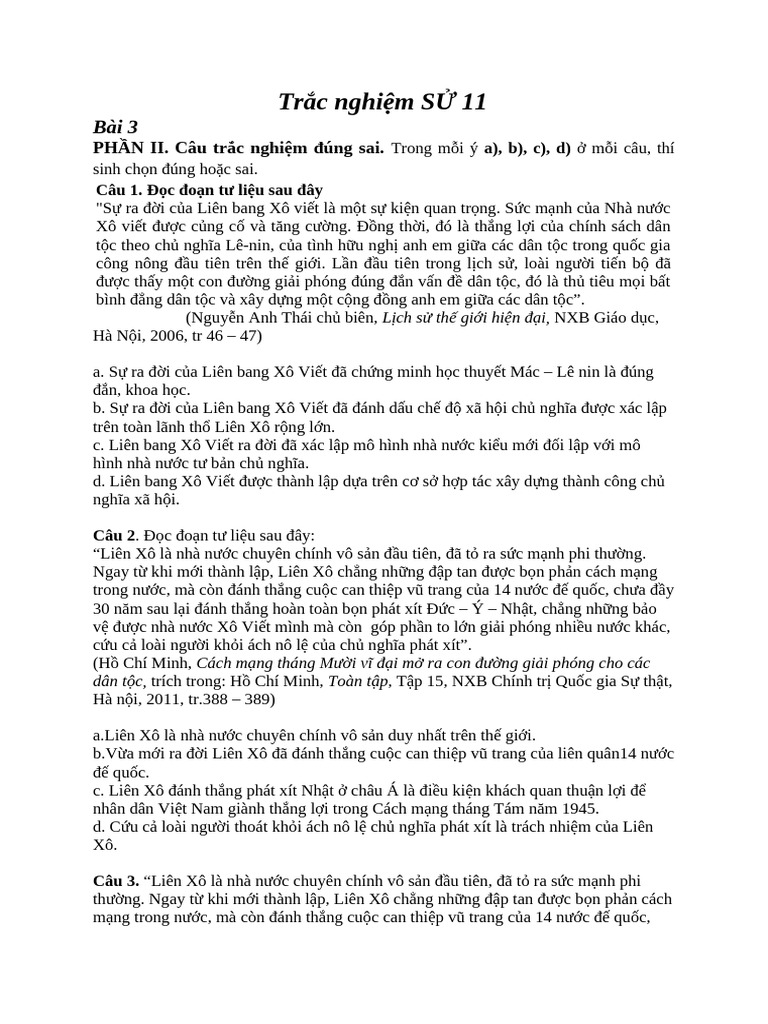 đúng sai sử | PDF