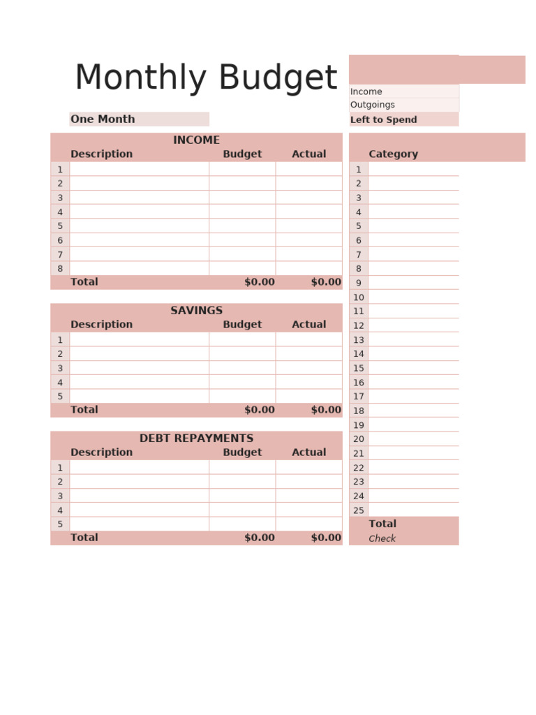Monthly Household Budget Planner Template - Excel - NO DATA | PDF ...