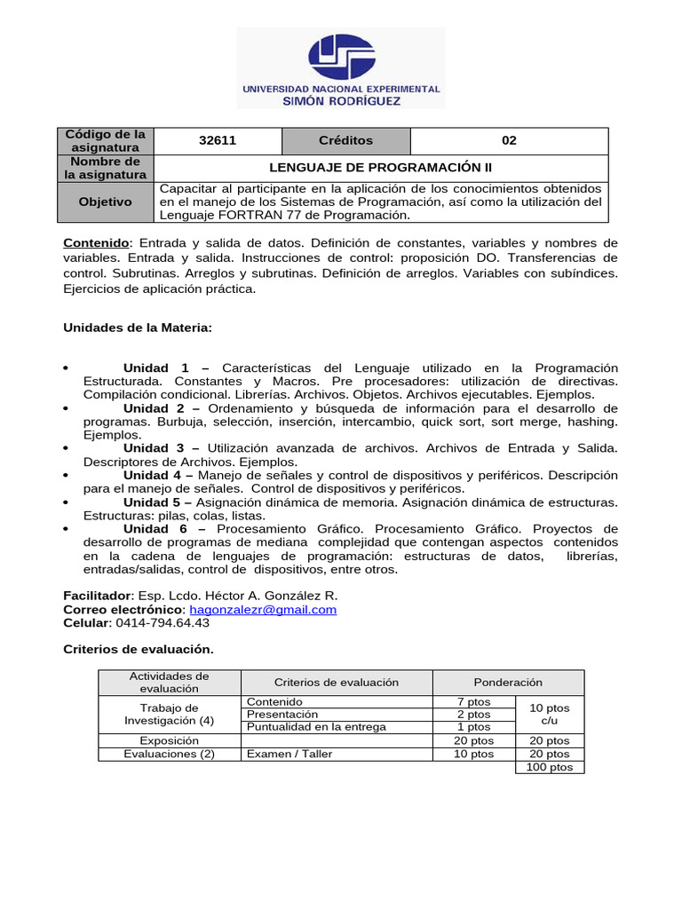 Lenguaje de Programación II: FORTRAN 77 | PDF | Lenguaje de ...
