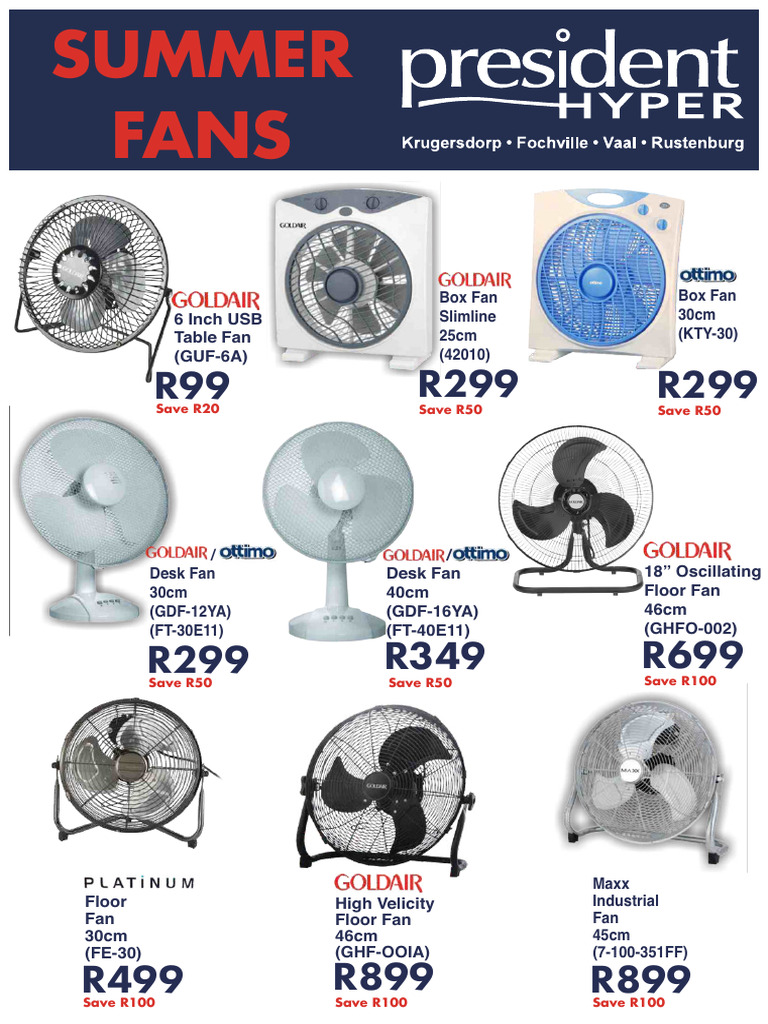 Summer Fans Sale: Discounts on Various Models | PDF