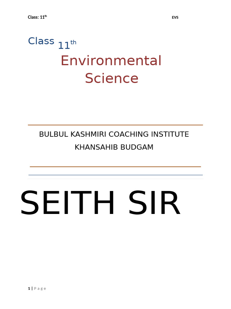 11th EVS Notes | PDF | Petroleum | Ecosystem