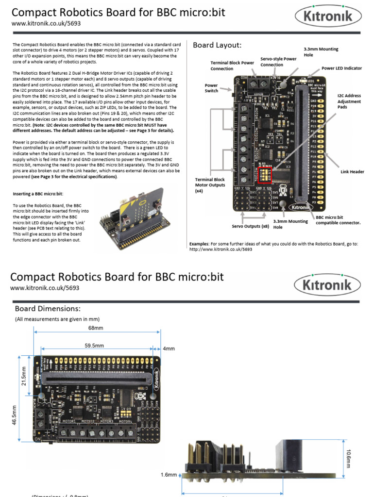 5693 Compact Robotics Board for Microbit Datasheet | PDF | Computer ...