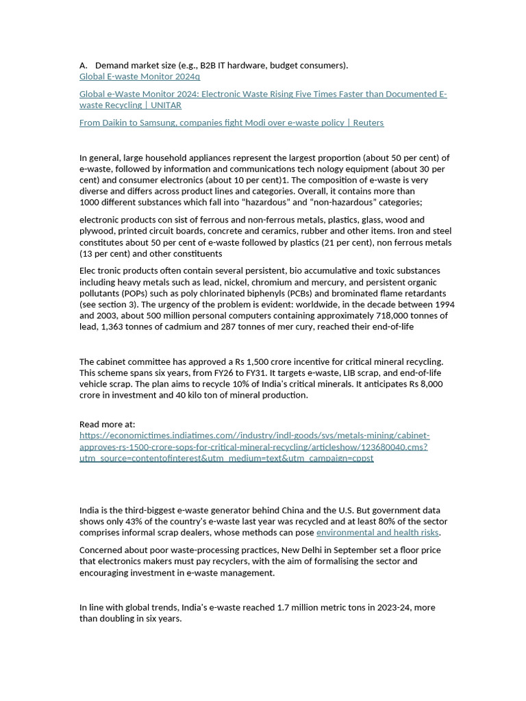 E-WASTE | PDF | Electronic Waste | Recycling