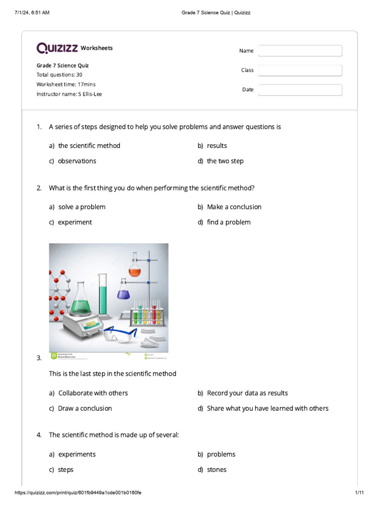 Grade 7 Science Quiz _ Quizizz | PDF | Experiment | Hypothesis
