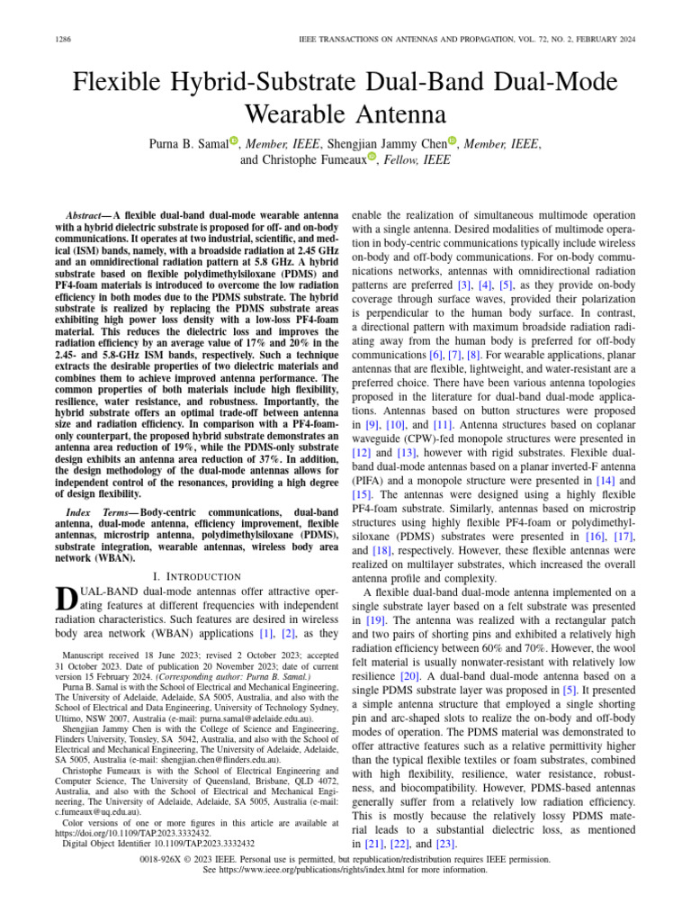 2. Flexible Hybrid-Substrate Dual-Band Dual-Mode Wearable Antenna | PDF ...