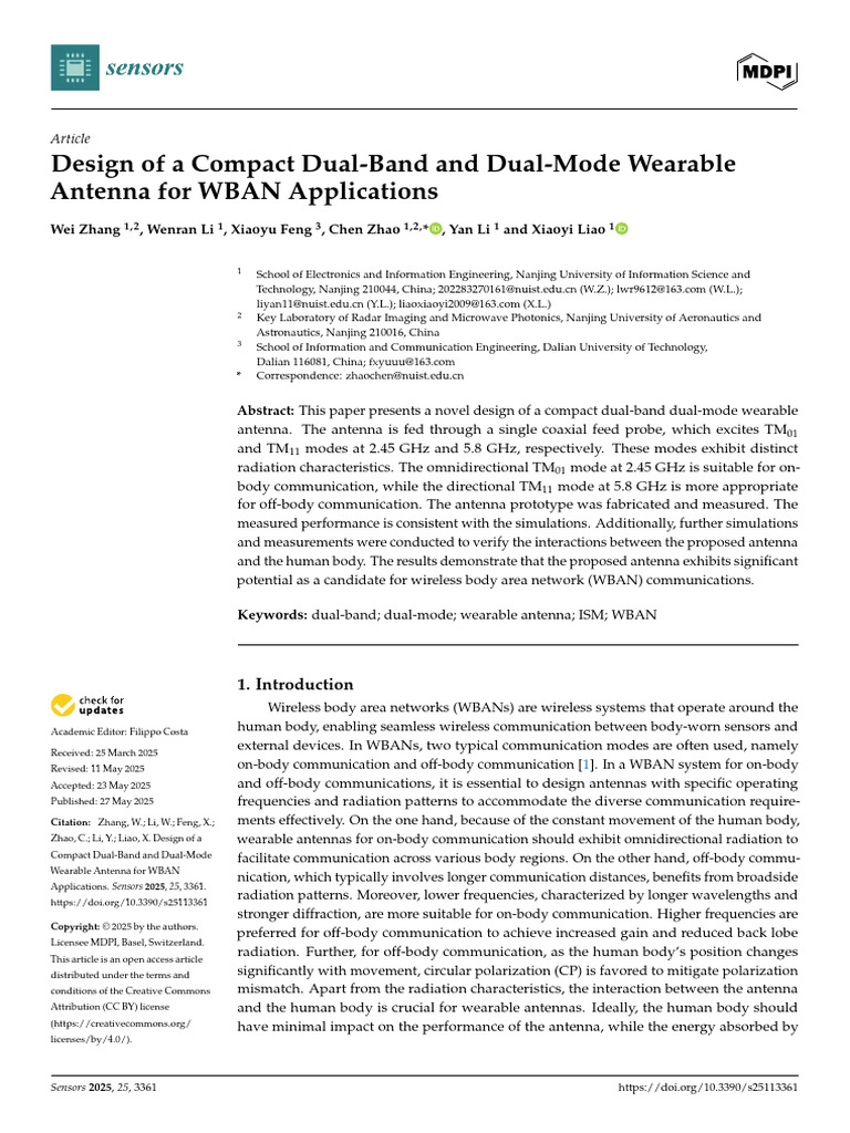 3. Design of a Compact Dual-Band and Dual-Mode Wearable Antenna for ...