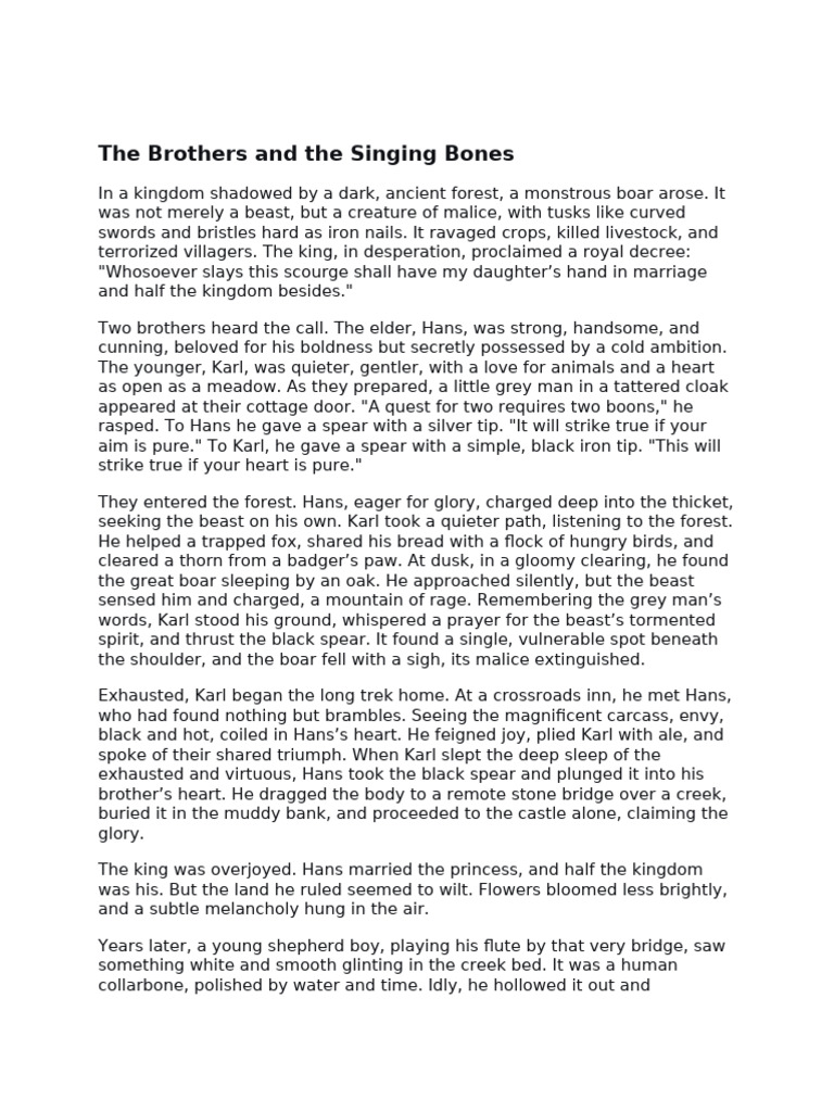 The Brothers and the Singing Bones | PDF