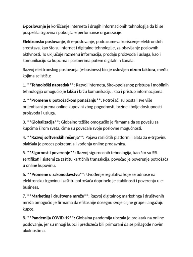 Elektronsko Poslovanje | PDF