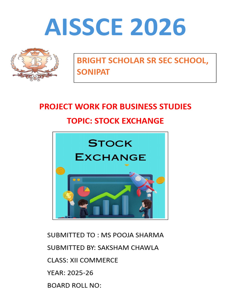 AISSCE 2026 Business Studies Project: Stock Exchange | PDF
