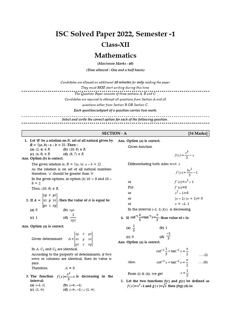 Maths PY 2022 Sem 1 | PDF | Algebra | Linear Algebra