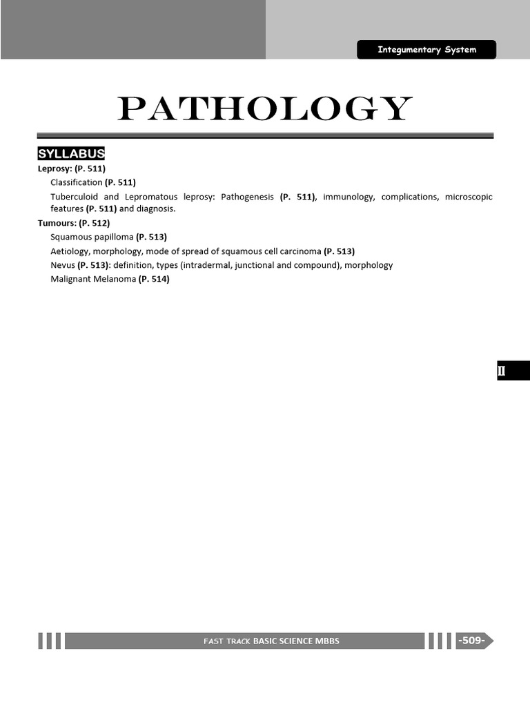 Leprosy and Skin Tumors Pathology Guide | PDF | Leprosy | Epithelium