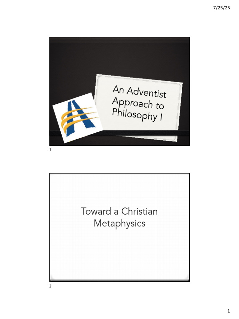 2a Adventist Approach To Philosophy I | PDF | Jesus | Second Coming