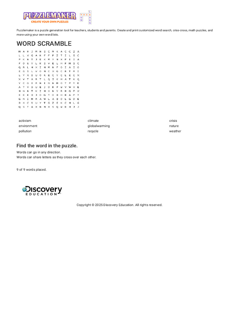 Custom Puzzle Generator for Educators | PDF
