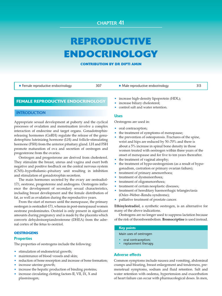 Reproductive Endocrinology Overview | PDF | Combined Oral Contraceptive ...