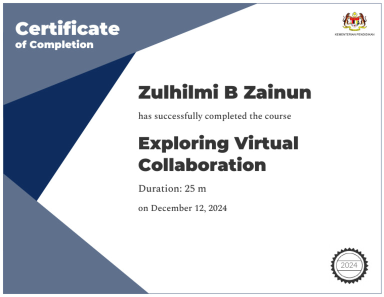 Certificate of Completion: Virtual Collaboration | PDF