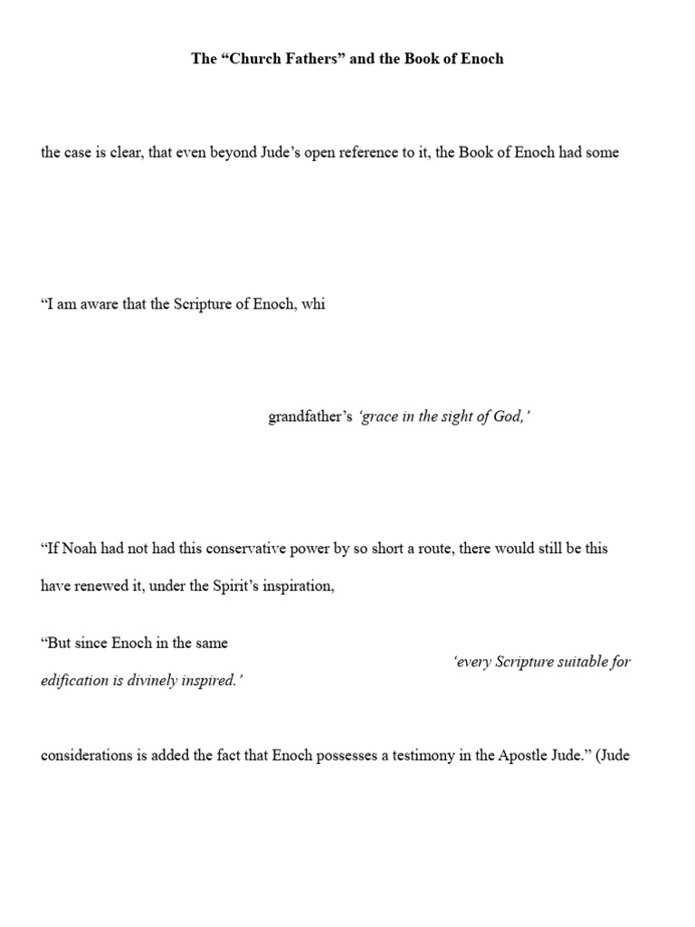 4 the Church Fathers and the Book of Enoch | PDF | Book Of Enoch | Bible