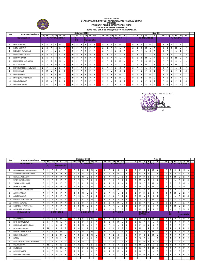 Jadwal Dinas PPKMB 2025 | PDF