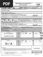 BIR Form 1906: Authority to Print Invoices | PDF