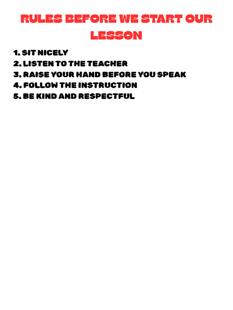 Rules Before We Start Our Lesson | PDF