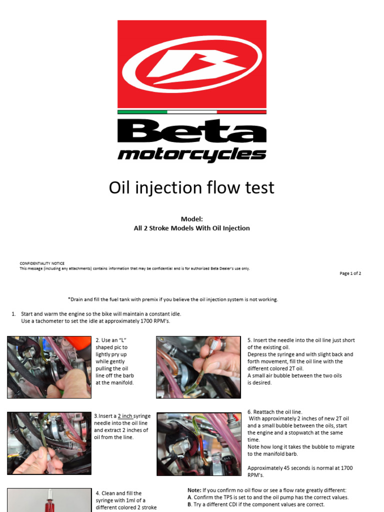 Oil Injection Flow Test Procedure | PDF | Fuel Injection | Injection ...