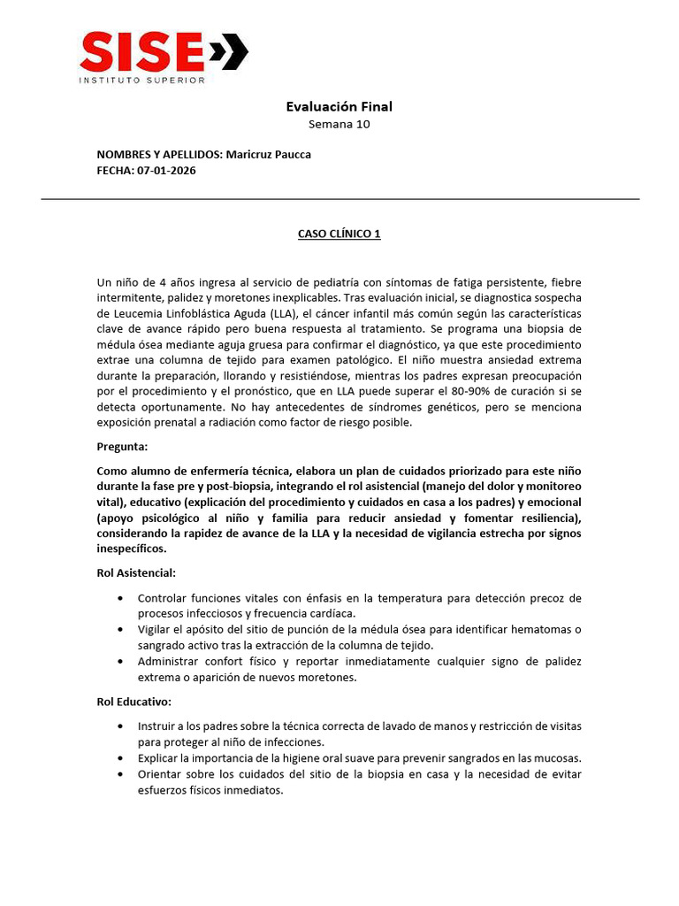 Evaluacion Final Maricruz Paucca | PDF | Cáncer | Biopsia