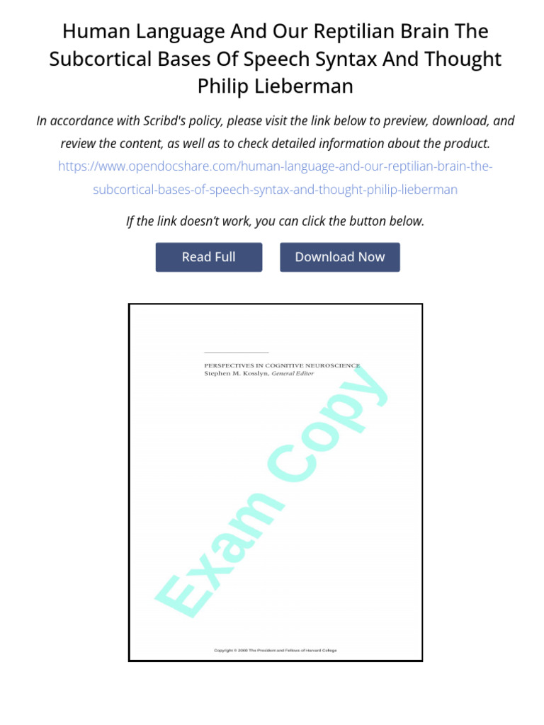 Human Language And Our Reptilian Brain The Subcortical Bases Of Speech ...