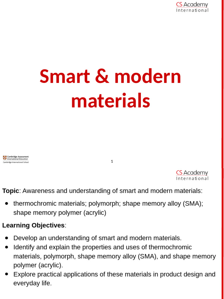 Understanding Smart Materials: Types & Uses | PDF | Shape Memory Alloy ...