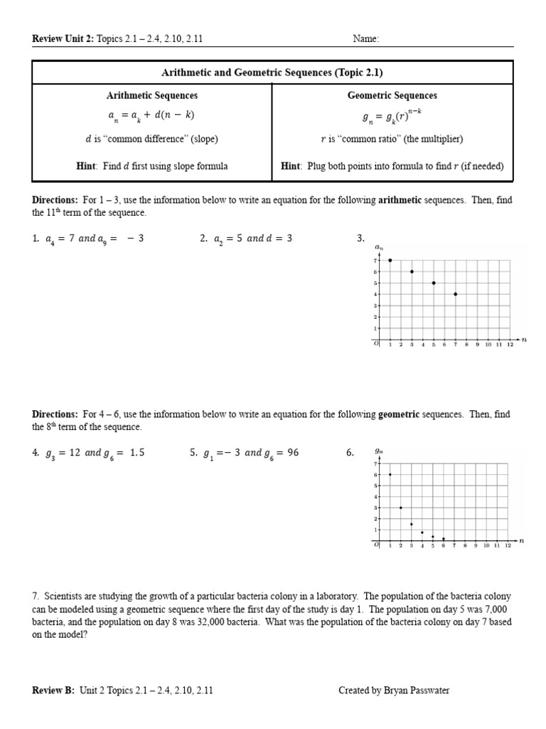 2A.Unit Review.docx | PDF | Function (Mathematics) | Exponential Function