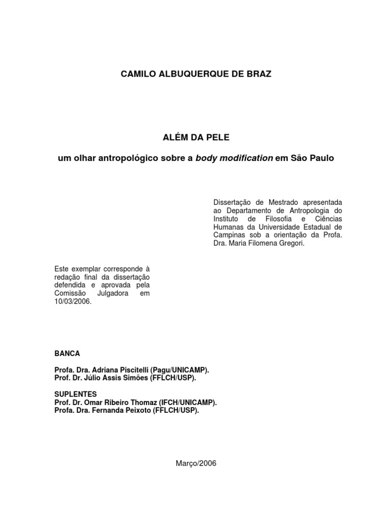 Além Da Pele - Um Olhar Antropológico Sobre A Body Modification em São ...