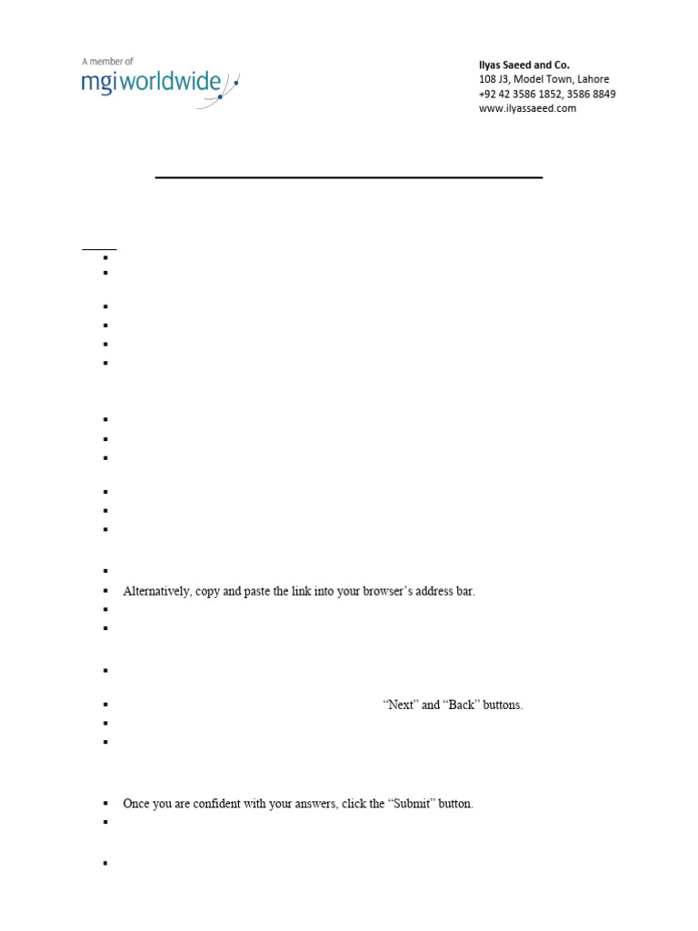 Instructions for Online Test | PDF