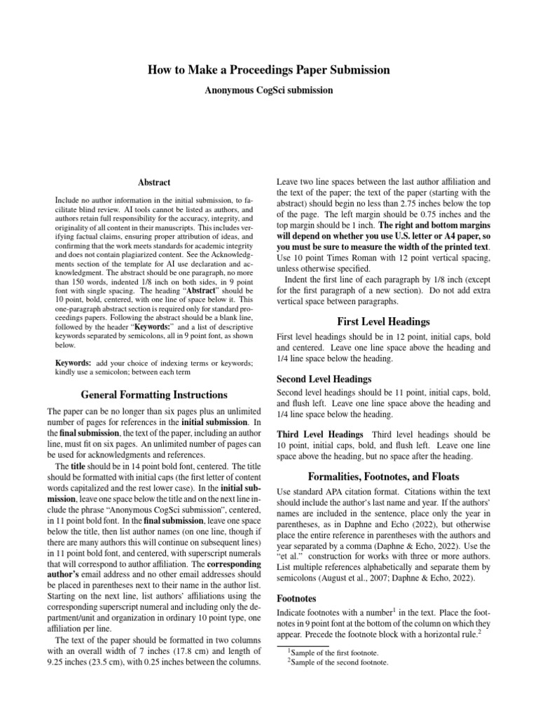 Cognitive Science Society Conference Cogsci Template | PDF | Paragraph ...