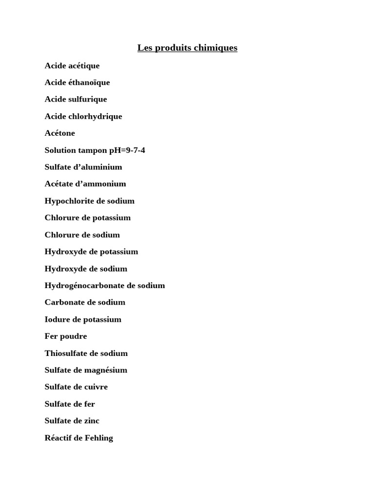 Liste de produits chimiques courants | PDF