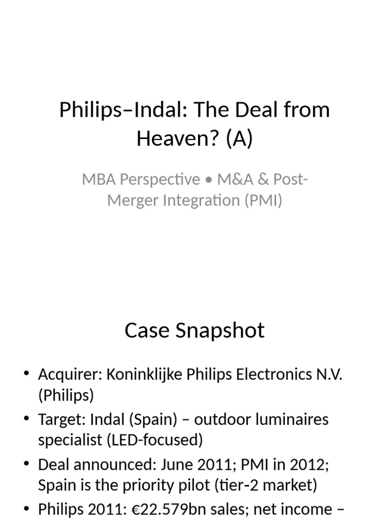 Philips-Indal MA Presentation | PDF | Philips | Mergers And Acquisitions