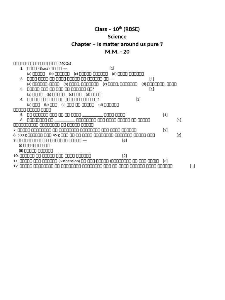 Class 9th Chapter 2 is Matter Around Us Pure (Hindi) | PDF