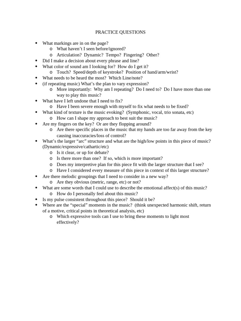 Essential Music Practice Questions | PDF