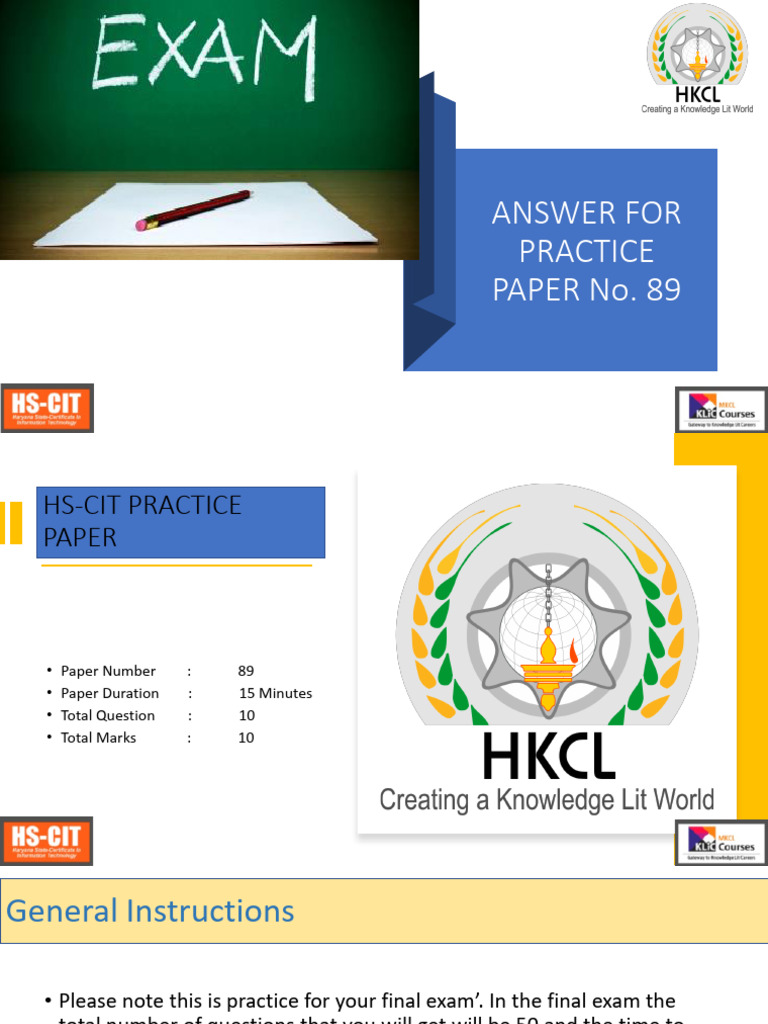 Answer Sheet for Practice Paper 89 | PDF