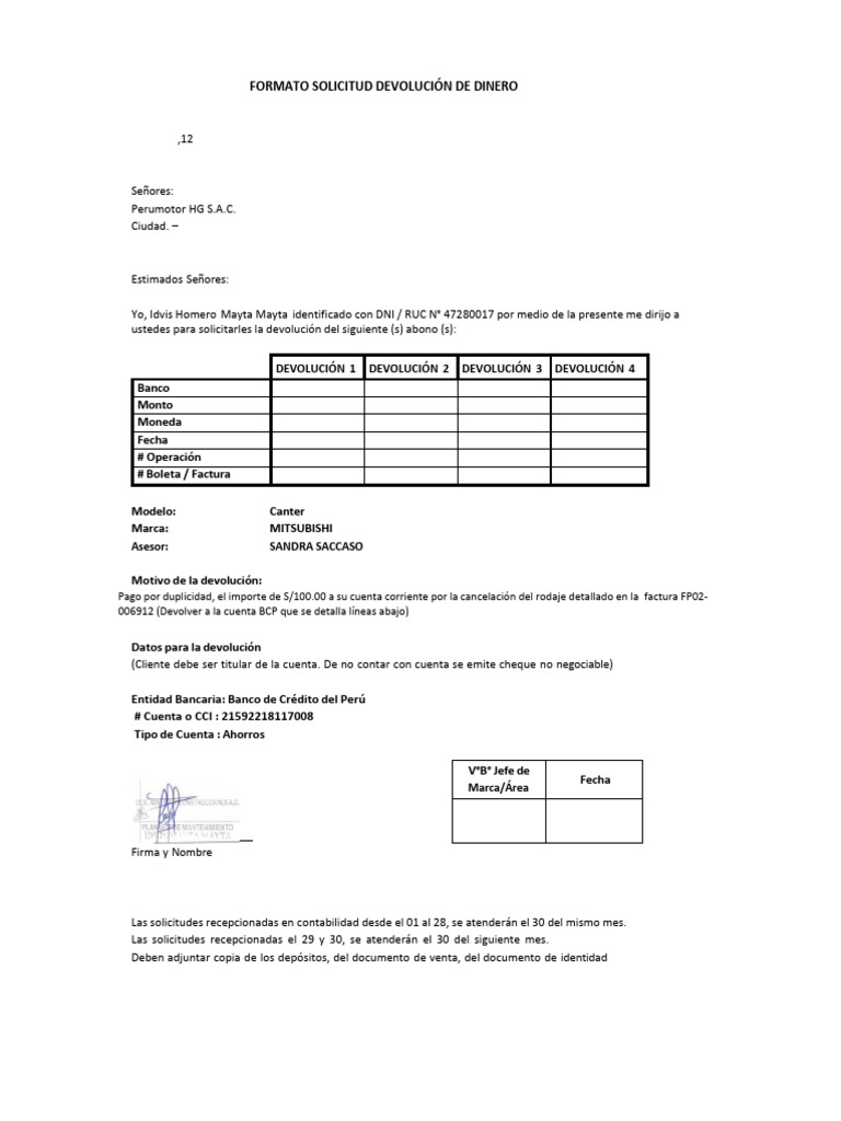 Formato de Devolucion Fuso Rodaje | PDF