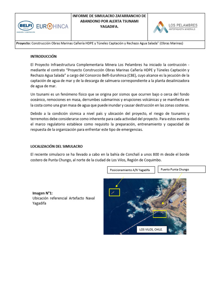 Simulacro de Tsunami en Yagadifa: Informe | PDF | Tsunami | Temblores