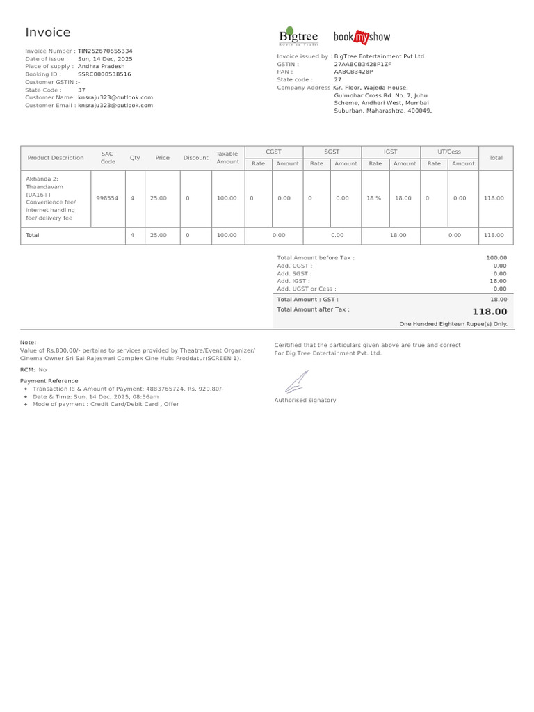 SSRC0000538516_GST_Invoice | PDF | Invoice | Money