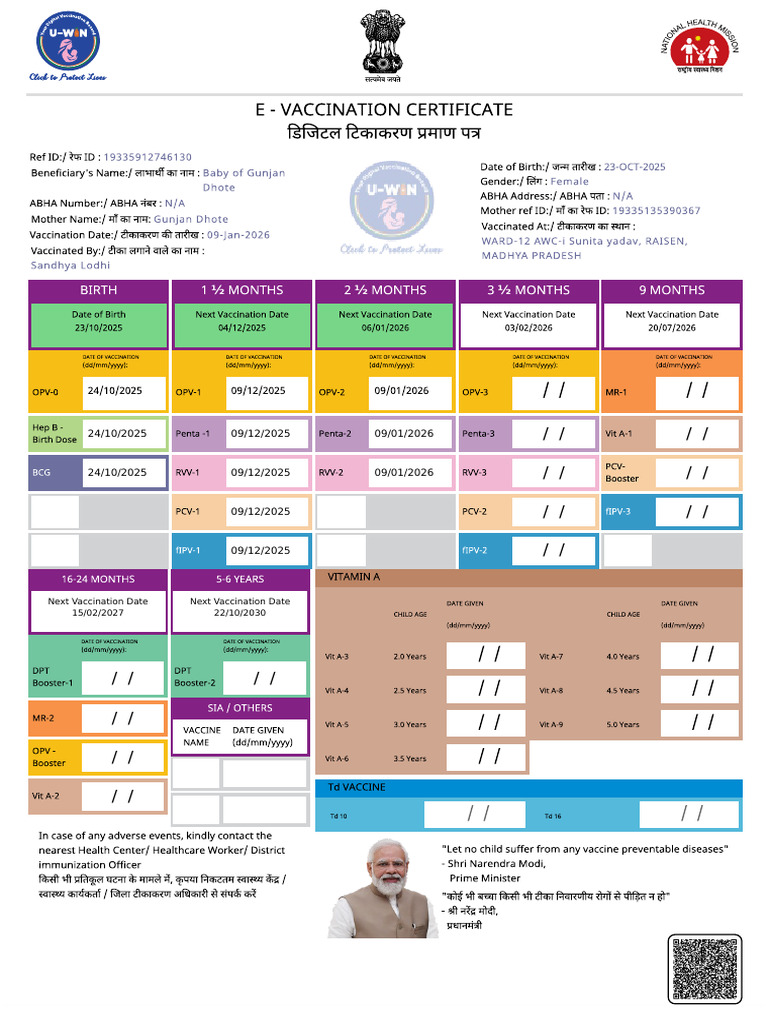 Baby of Gunjan Dhote-20260109-ReportCard | PDF