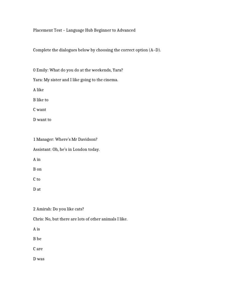 Placement Test Final | PDF