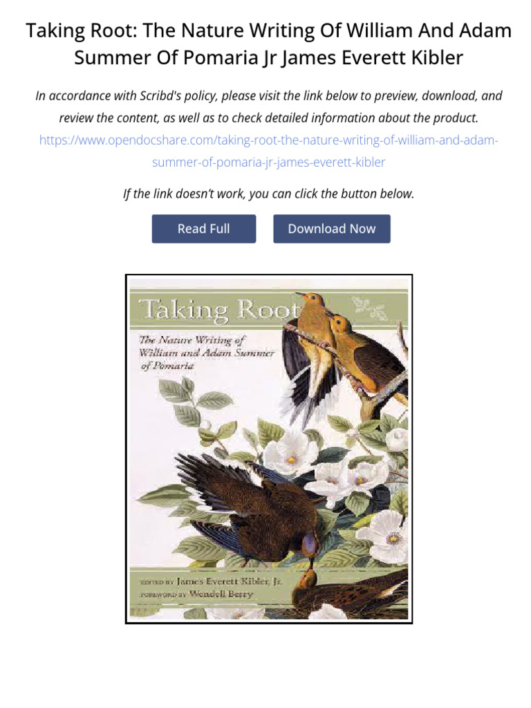 Taking Root: The Nature Writing of William and Adam Summer of Pomaria ...