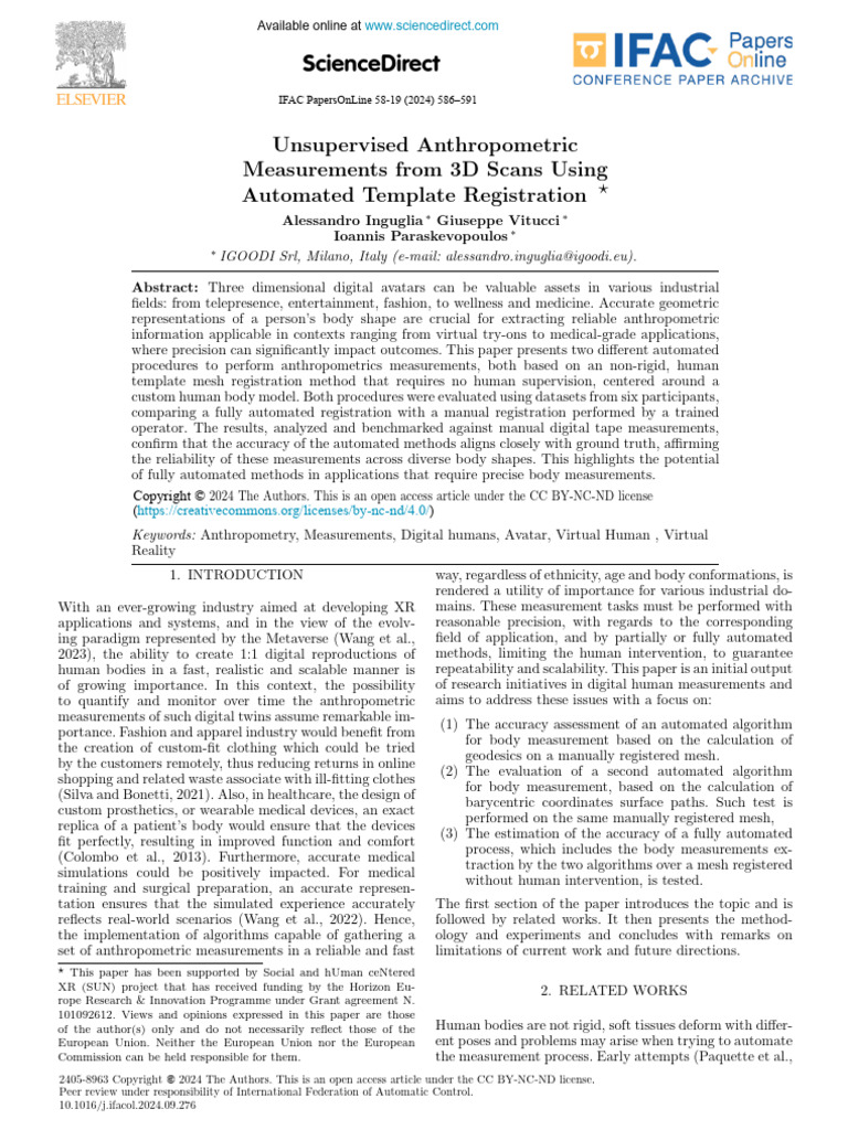 Unsupervised Anthropometric Measurement From 3D Scans | PDF | Accuracy ...