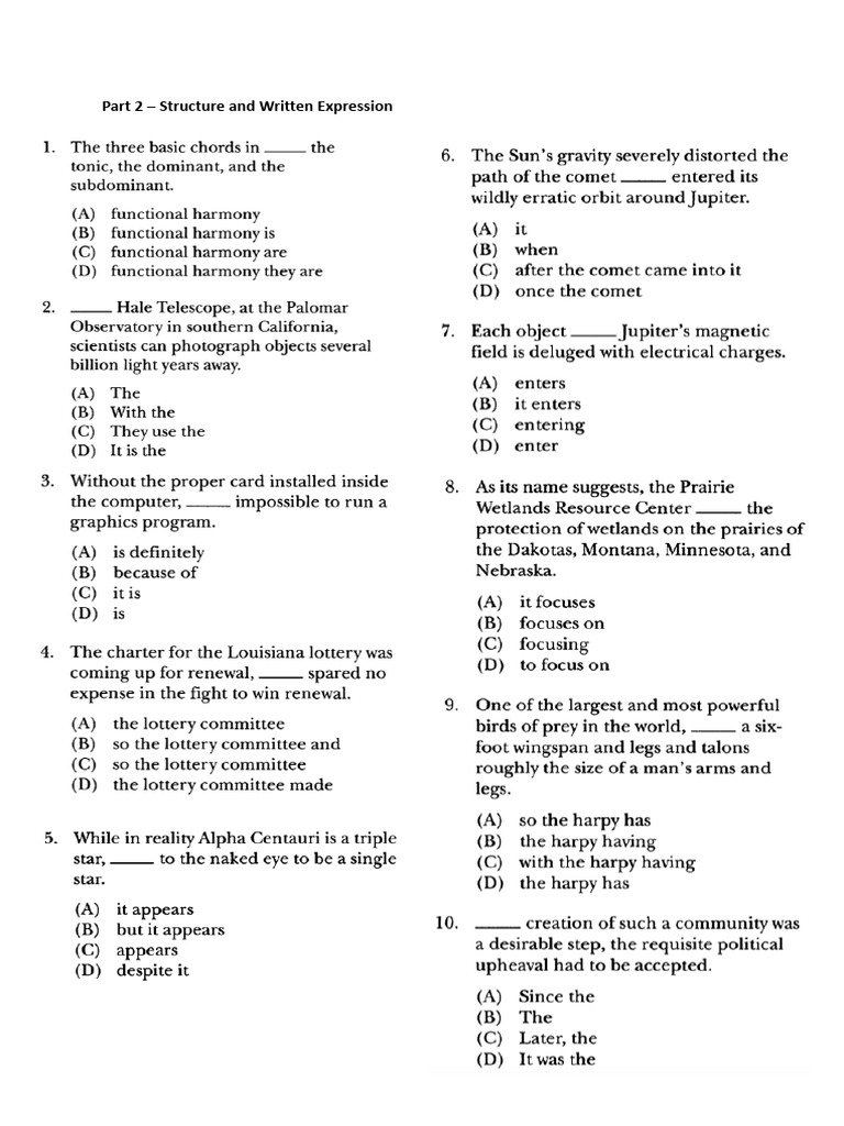 Structure and Written Expression Guide | PDF