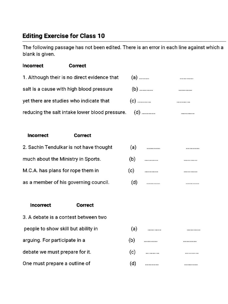 Editing Errors Practice Sheets | PDF
