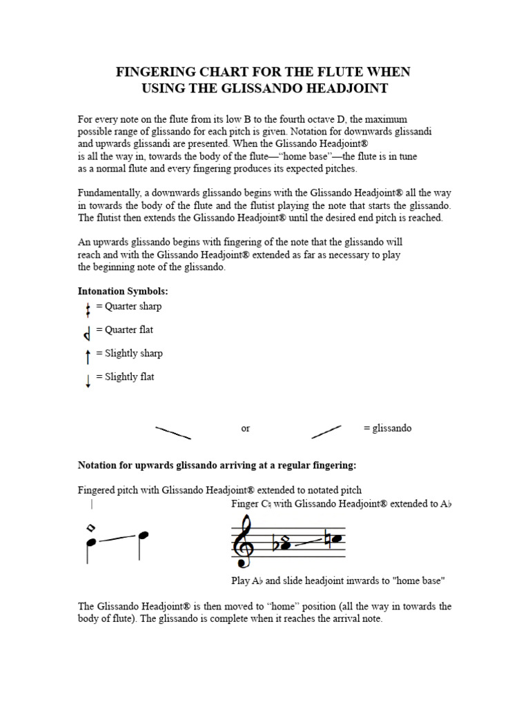 Glissando Headjoint Fingering Chart Master | PDF | Flute | Musicology