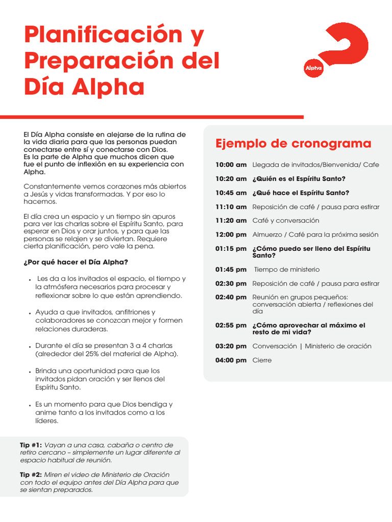 Guía para el Día Alpha: Planificación y Ejecución | PDF