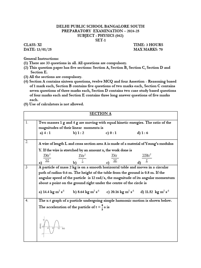 1737531071 Physics Preparatory 24-25 Set 1 and Set 2 | PDF | Acceleration | Force