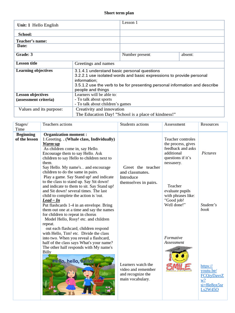 LP Family and Friends MSA Term 1 | PDF | Teachers | Flashcard