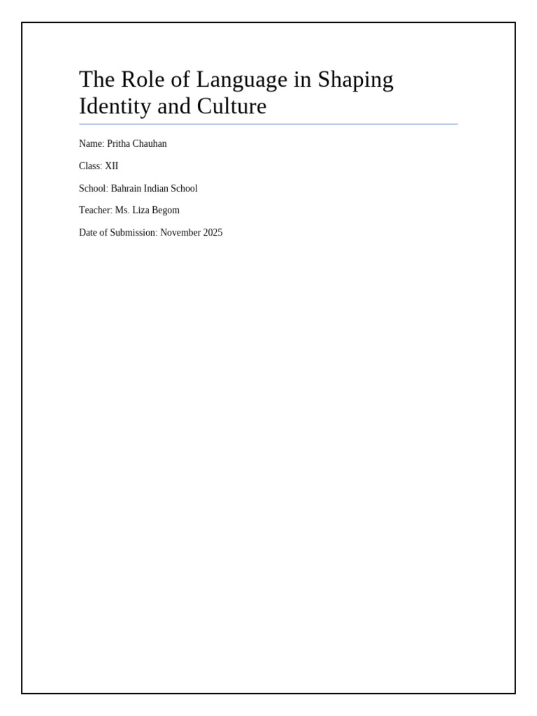 CBSE English Project Language Identity Culture (1) | PDF | Linguistics ...